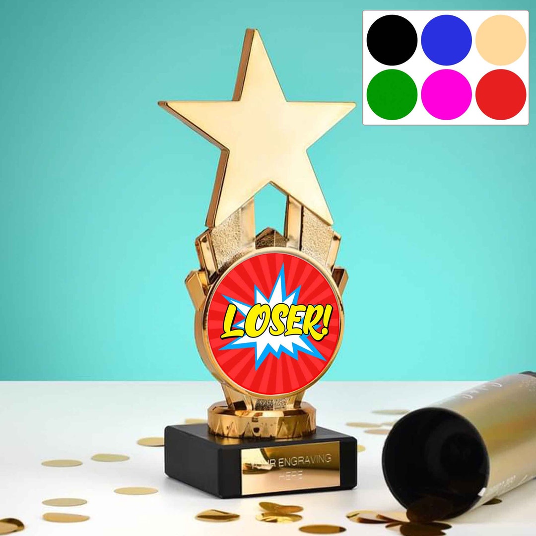 Star Loser Award Novelty Gift Trophy Award in 6 Colours 17cm 7 1/4 FREE ...