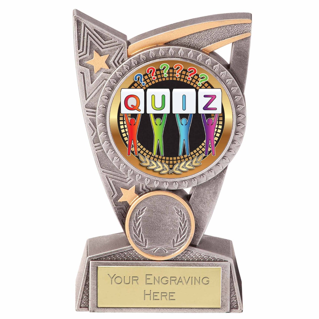 Silver Star Detail Quiz Winner Trophy Award FREE ENGRAVING - Etsy UK