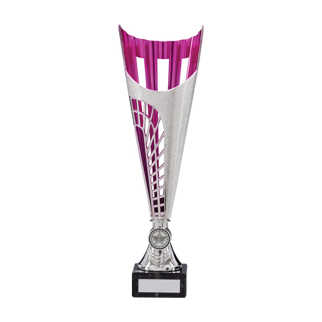 Silver and Pink Cone Trophy Cup Award in 5 Sizes | FREE ENGRAVING - Etsy