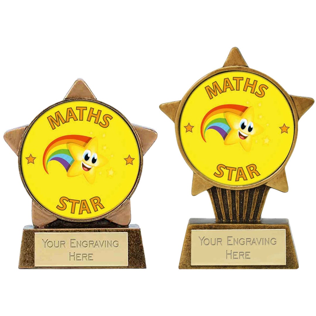 Star Maths Star Children's Well Done Trophy Award in 2 Sizes With ...