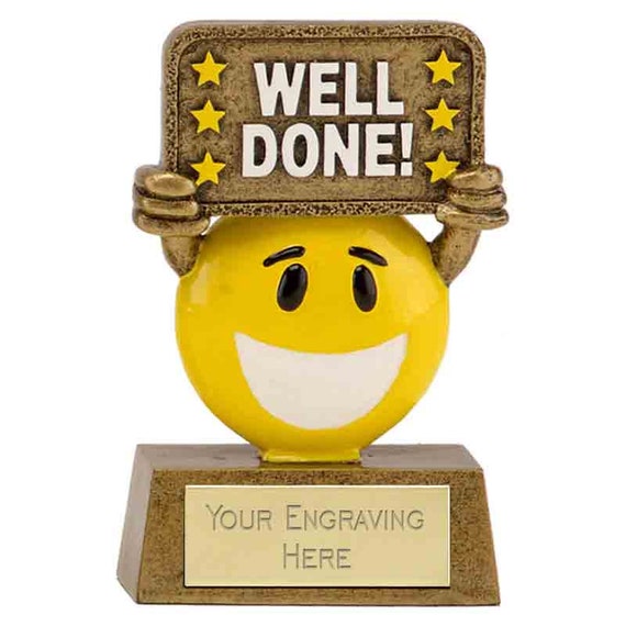 Novelty Emoji Smiley Face Well Done Trophy Award 9cm FREE - Etsy