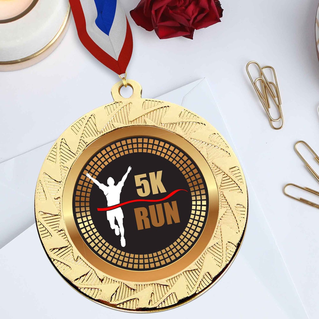 Large Gold Heavyweight 5K Run Achievement Running Award Medal 70mm With ...