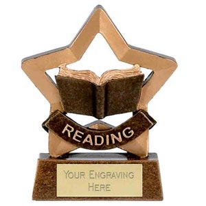 Gold Star Reading Trophy Award 8cm 3 1/8 FREE - Etsy