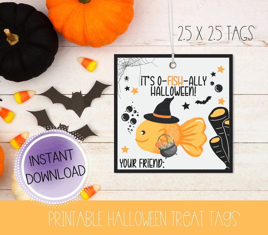 Cute Halloween Goldfish Tags Halloween School Treat Tag - Etsy
