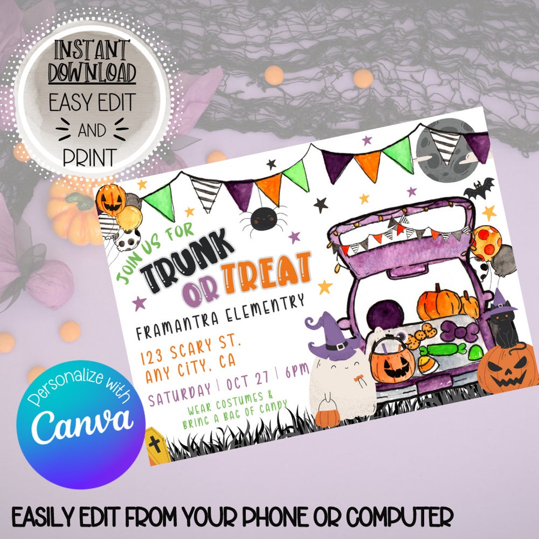 Trunk or Treat Invitation Trunk or Treat Flyer School Fall - Etsy