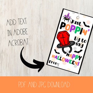 PRINTABLE Halloween Ring Pop Candy Treat Gift Tag Printable - Etsy