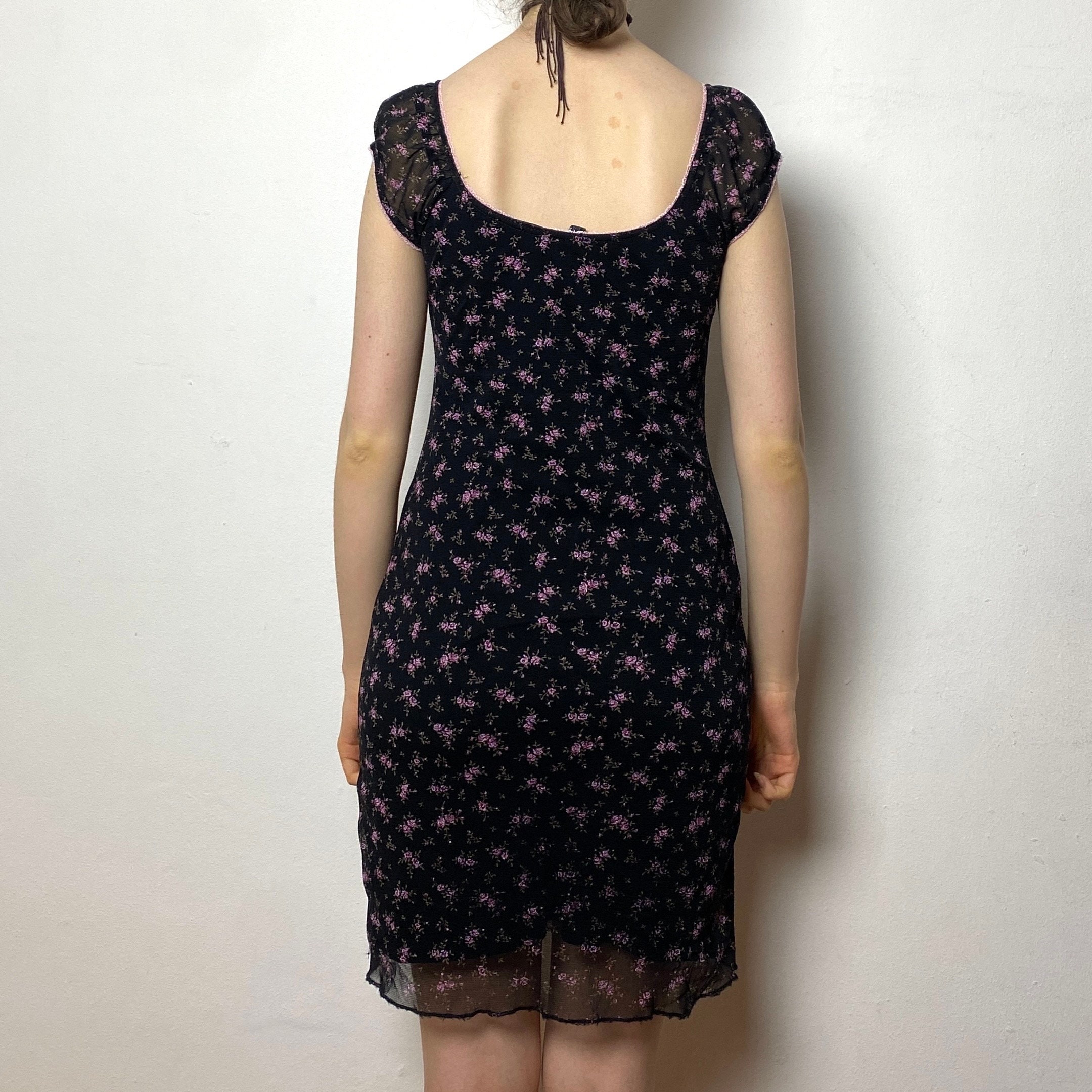 Y2K Fairycore Mini Dress With Pink Flowers - Etsy