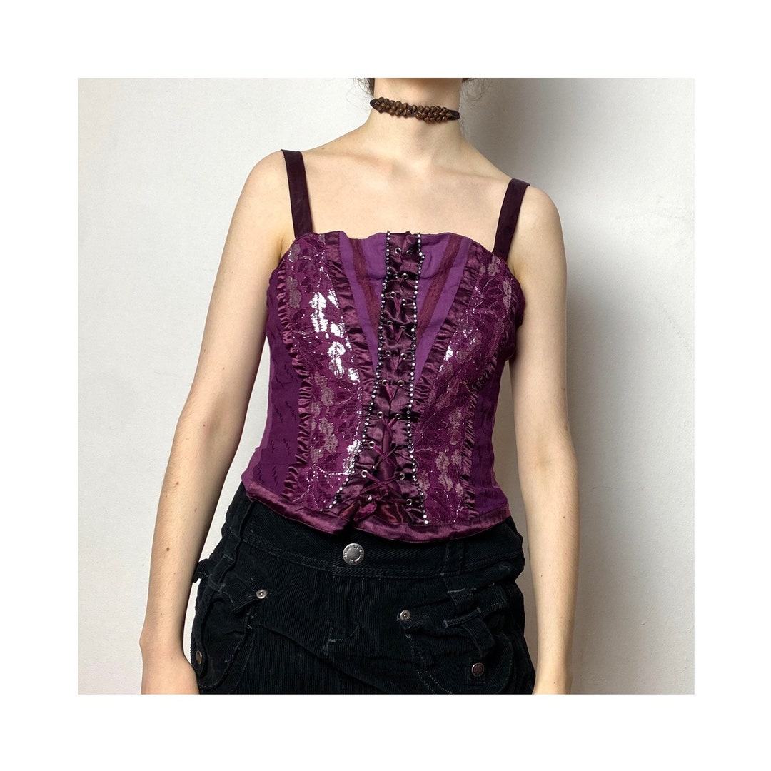 Vintage Whimsigoth Corset Top With Lace Details / Size M UK 10 - Etsy