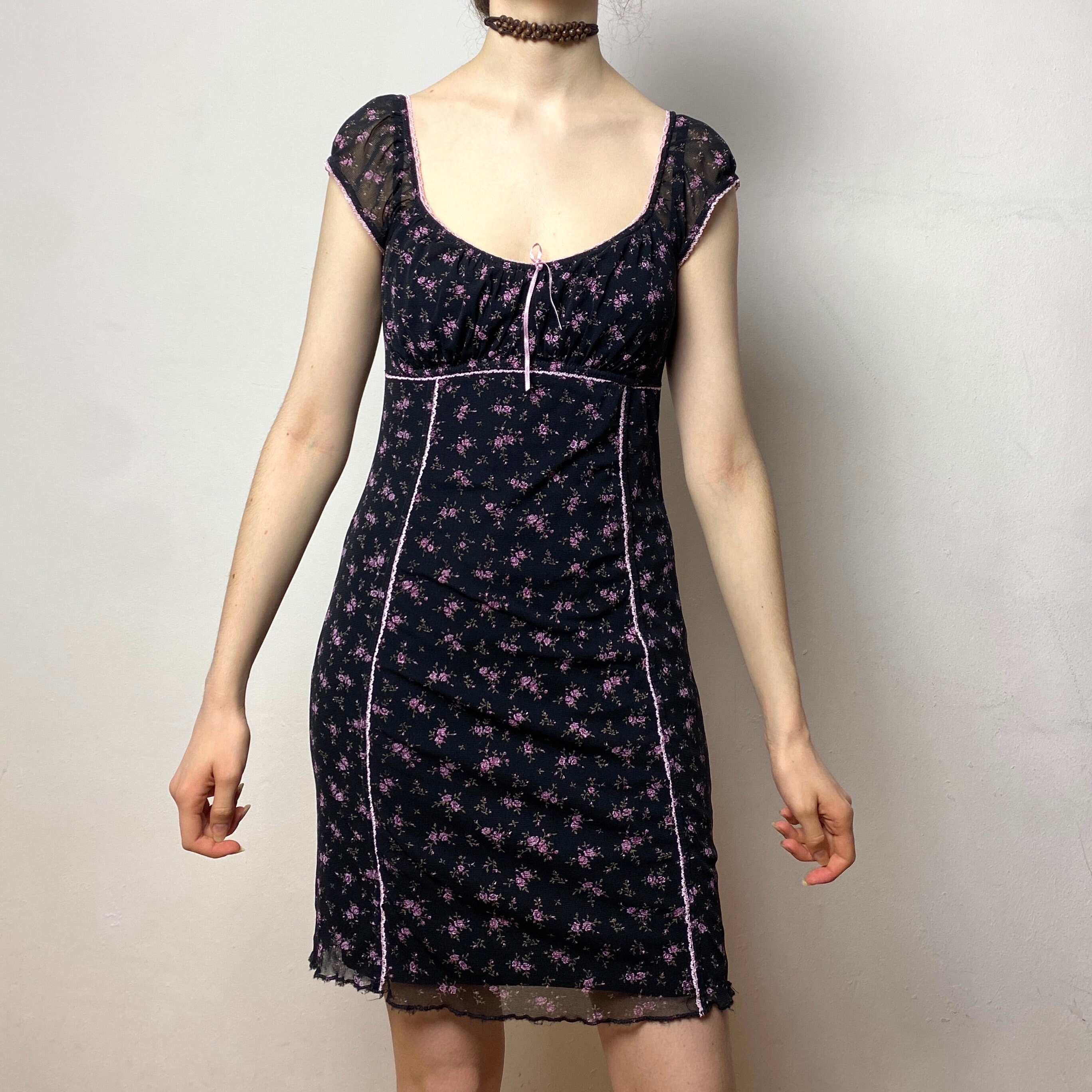 Y2K Fairycore Mini Dress With Pink Flowers - Etsy