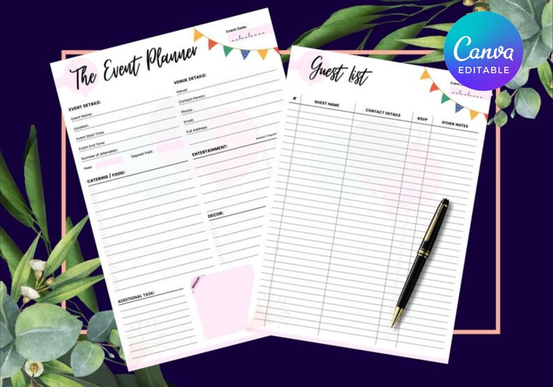 Event Planner Template | Printable Event & Party Forms | Event Planning ...