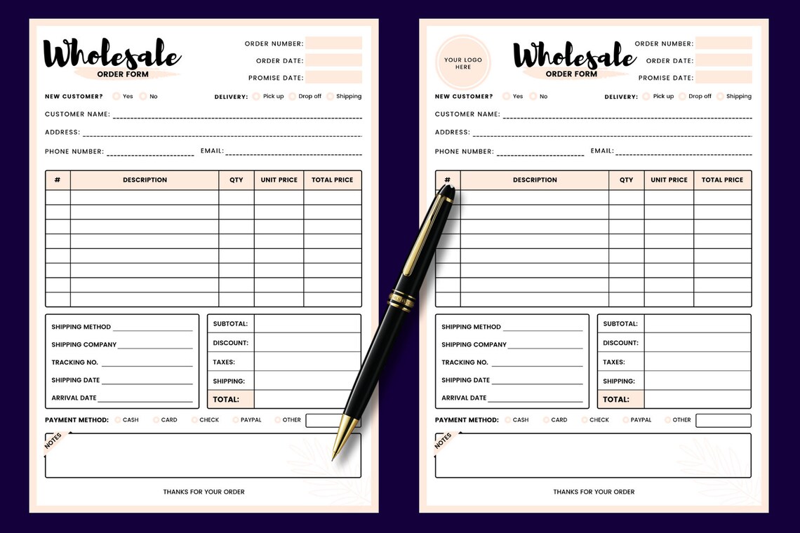 Ornament Order Form Template, Custom Order Form, Wholesale Order Form ...