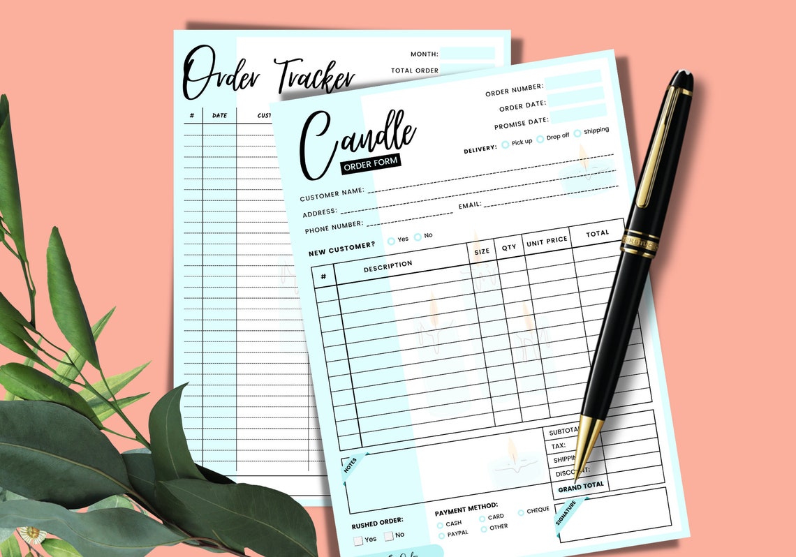 Candle Order Form Template Business Order Tracker A4 Size Order ...