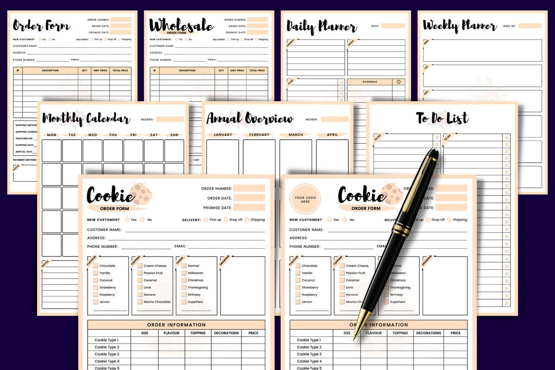 Cookie Business Planner, Order Form Template, Order Tracker, INVOICE ...