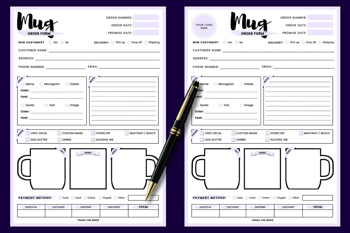 Mug Order Form Template Coffee Cup Order Form Wholesale - Etsy