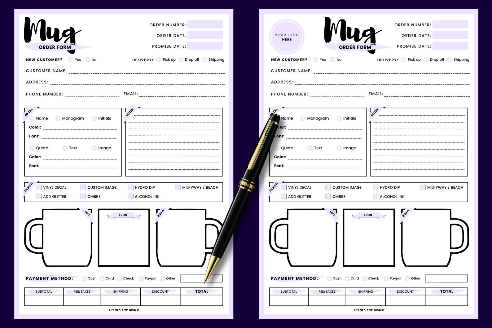 Mug Order Form Template Coffee Cup Order Form Wholesale - Etsy