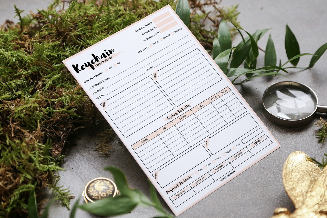 Keychain Order Form Template, Custom Order Form, Wholesale Order Form ...