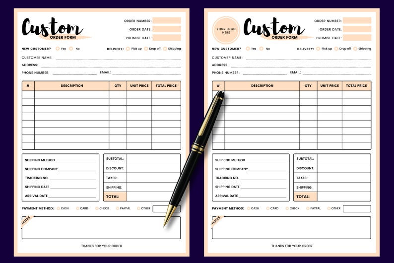Crochet Order Form Template | Custom Shirt Order Form | Wholesale Order ...