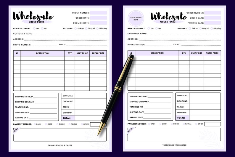 Mug Order Form Template, Coffee Cup Order Form, Wholesale Order Form ...