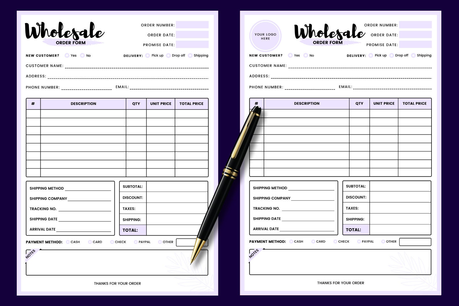 Mug Order Form Template, Coffee Cup Order Form, Wholesale Order Form ...