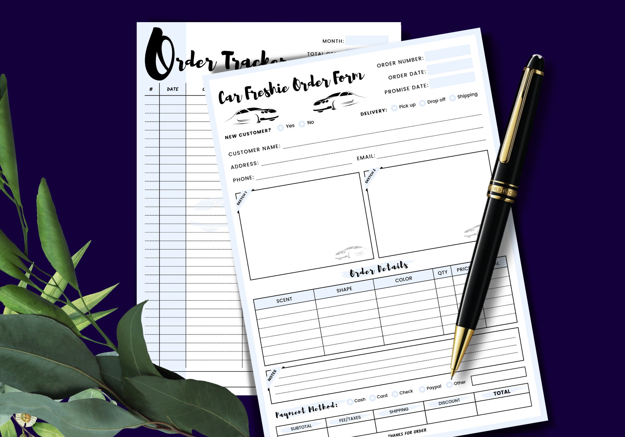 Car Freshie Order Form, Order Tracker, Daily Notes, Business Order Form ...
