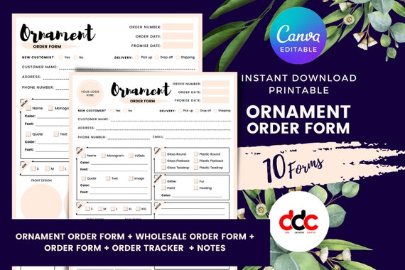 Ornament Order Form Template Custom Order Form Wholesale - Etsy