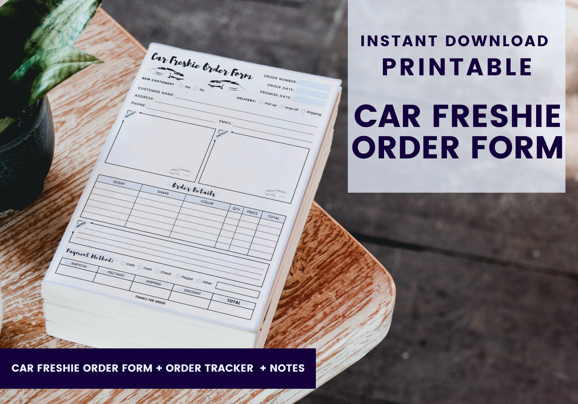 Car Freshie Order Form, Order Tracker, Daily Notes, Business Order Form ...