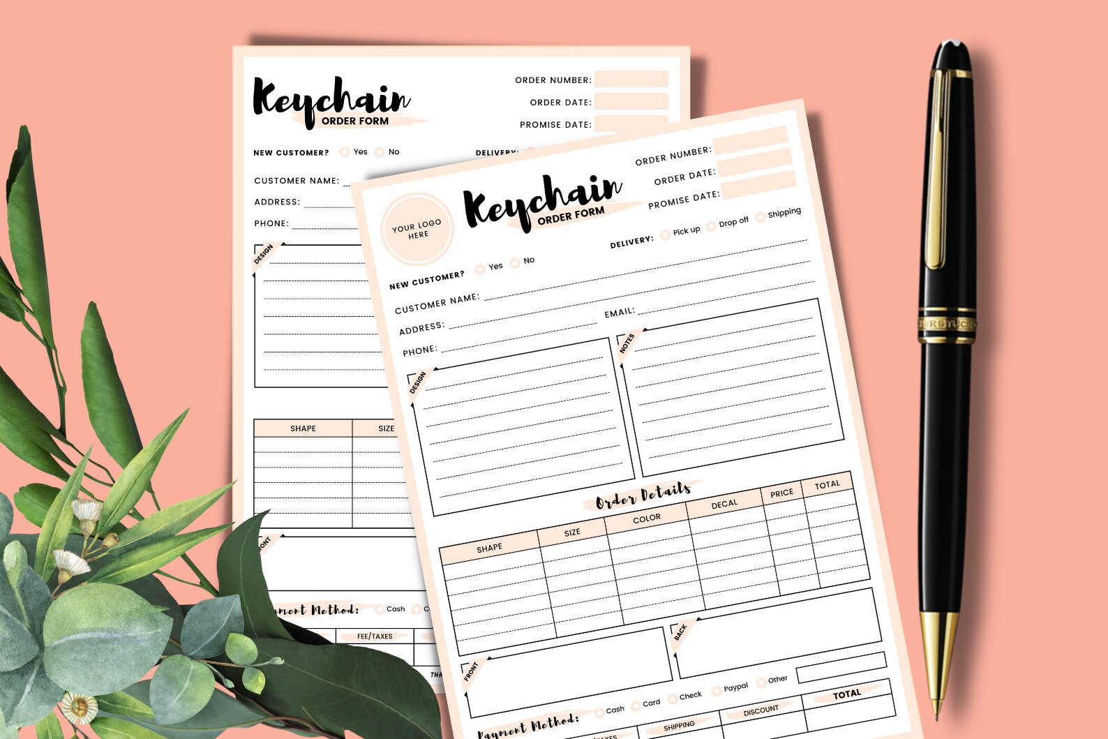 Keychain Order Form Template, Custom Order Form, Wholesale Order Form ...