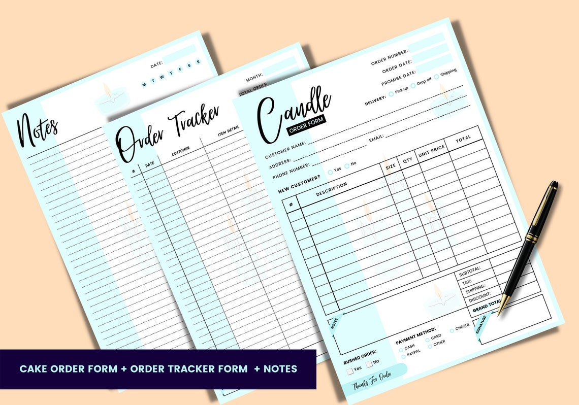 Candle Order Form Template | Business Order Tracker | A4 Size Order ...