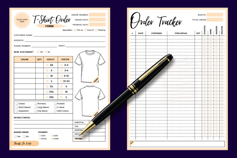 T-shirt Order Form Template Custom Shirt Order Form Wholesale Order ...