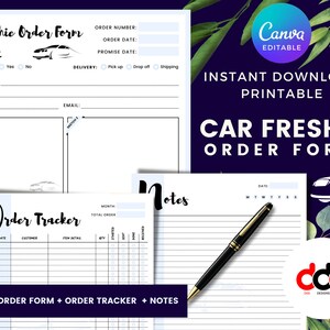 Car Freshie Order Form, Order Tracker, Daily Notes, Business Order Form ...