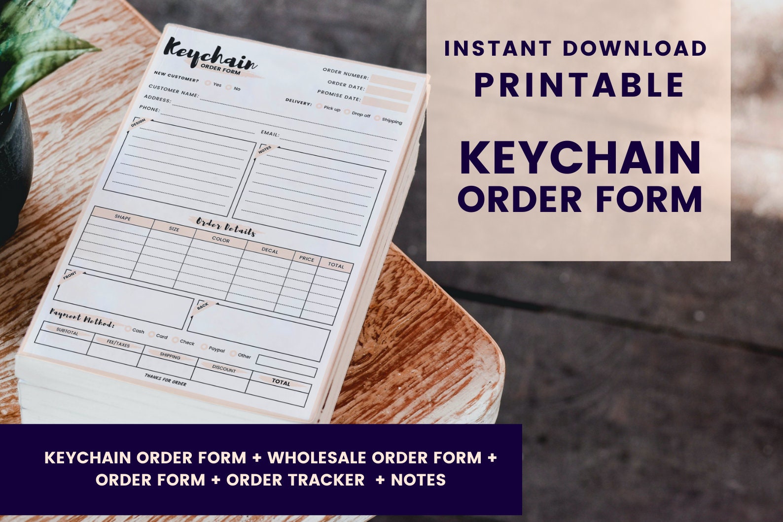 Keychain Order Form Template, Custom Order Form, Wholesale Order Form ...