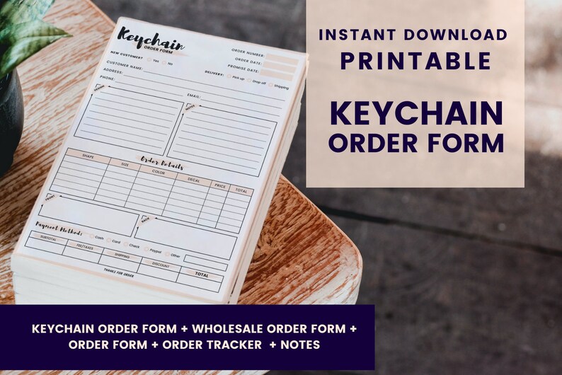 Keychain Order Form Template, Custom Order Form, Wholesale Order Form ...