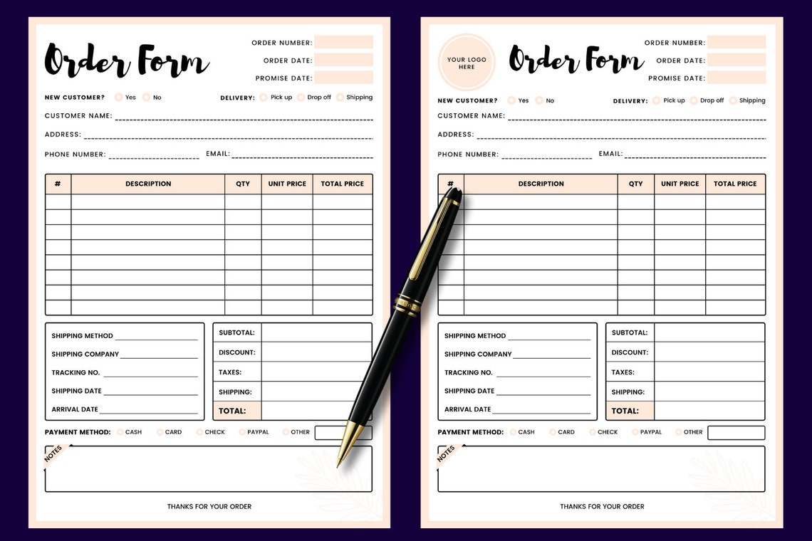 Keychain Order Form Template, Custom Order Form, Wholesale Order Form ...