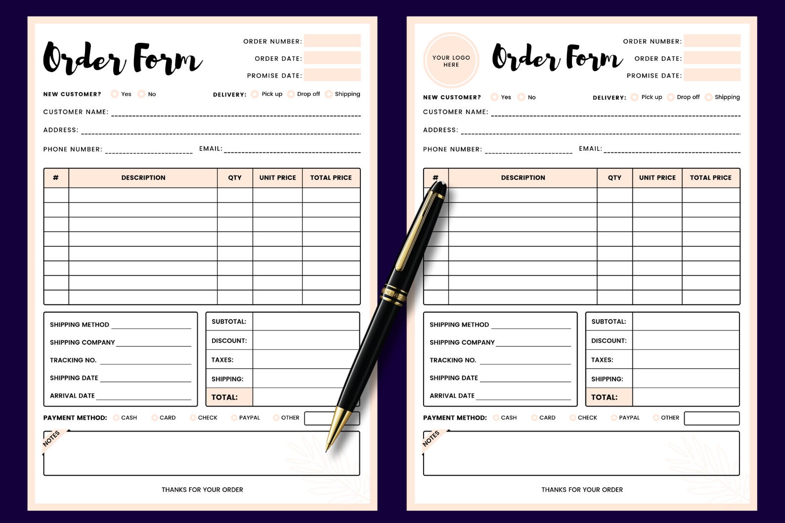 Keychain Order Form Template, Custom Order Form, Wholesale Order Form ...
