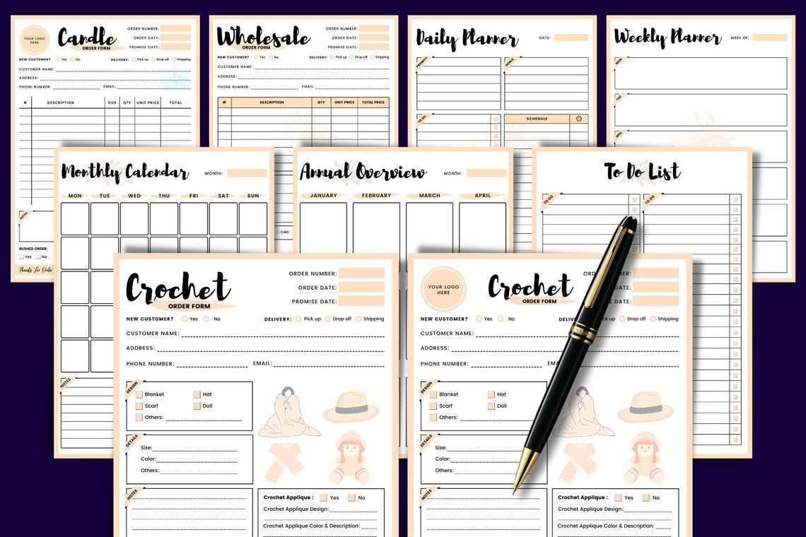Crochet Business Planner Template, Order Form, Invoice, Tracker, Custom ...
