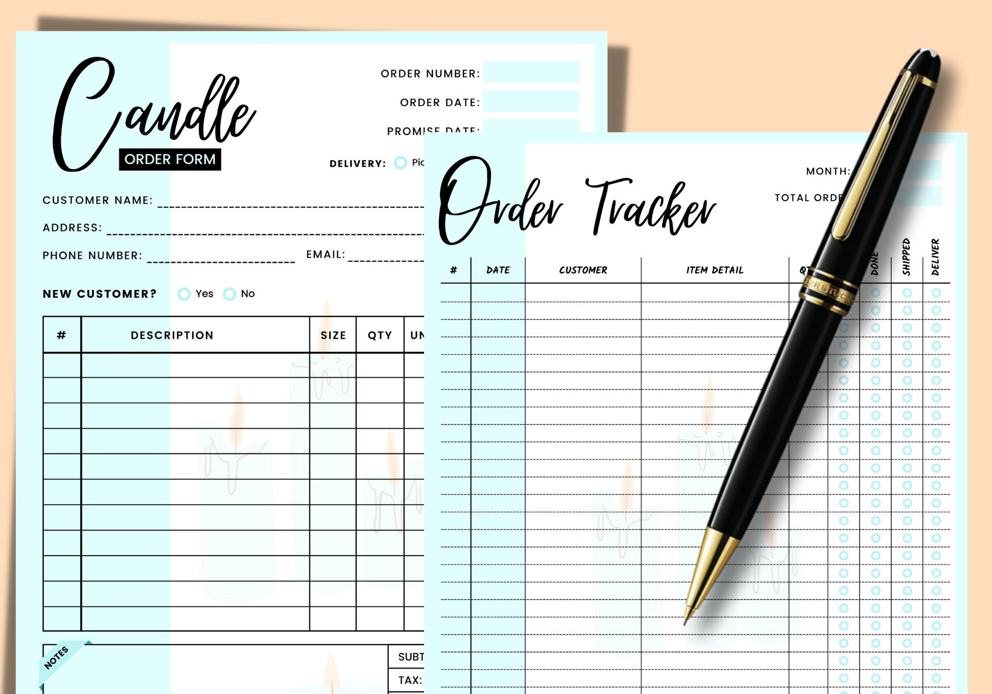 Candle Order Form Template | Business Order Tracker | A4 Size Order ...