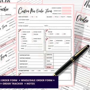 Custom Pen Order Form | Wholesale Order Form | Order Forms Template ...