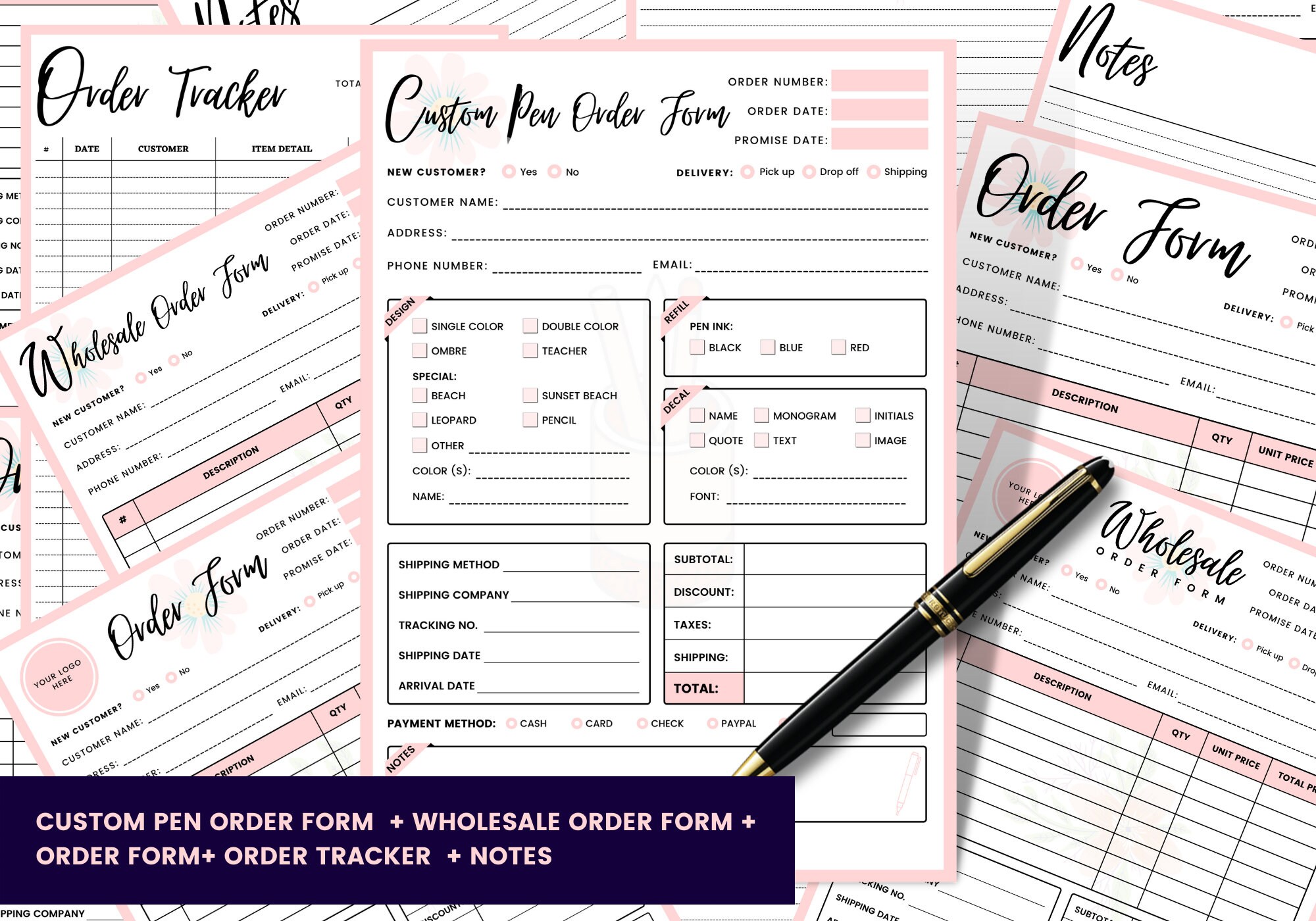 Custom Pen Order Form | Wholesale Order Form | Order Forms Template ...