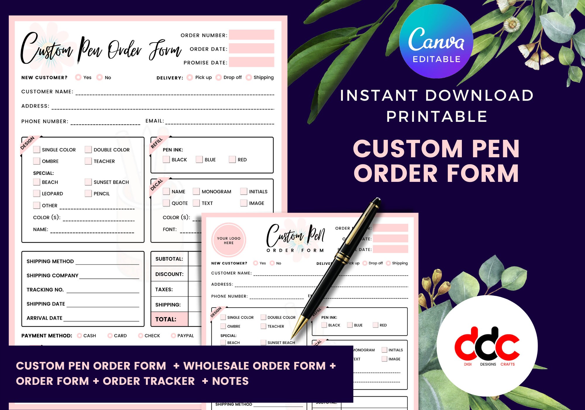 Custom Pen Order Form | Wholesale Order Form | Order Forms Template ...