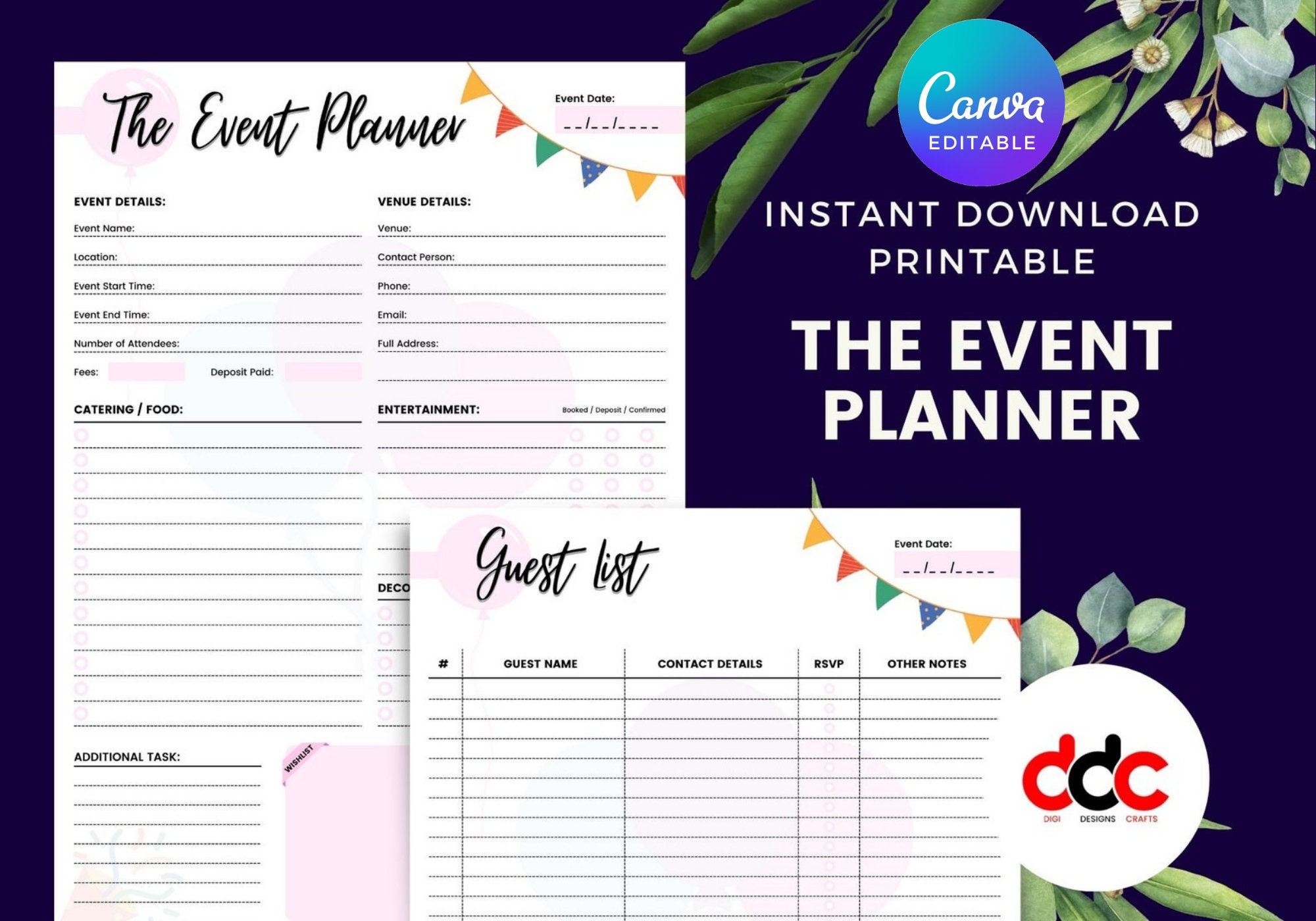 Event Planner Template | Printable Event & Party Forms | Event Planning ...