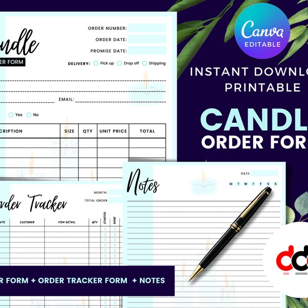 Candle Business Order Form - Etsy