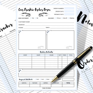 Car Freshie Order Form, Order Tracker, Daily Notes, Business Order Form ...