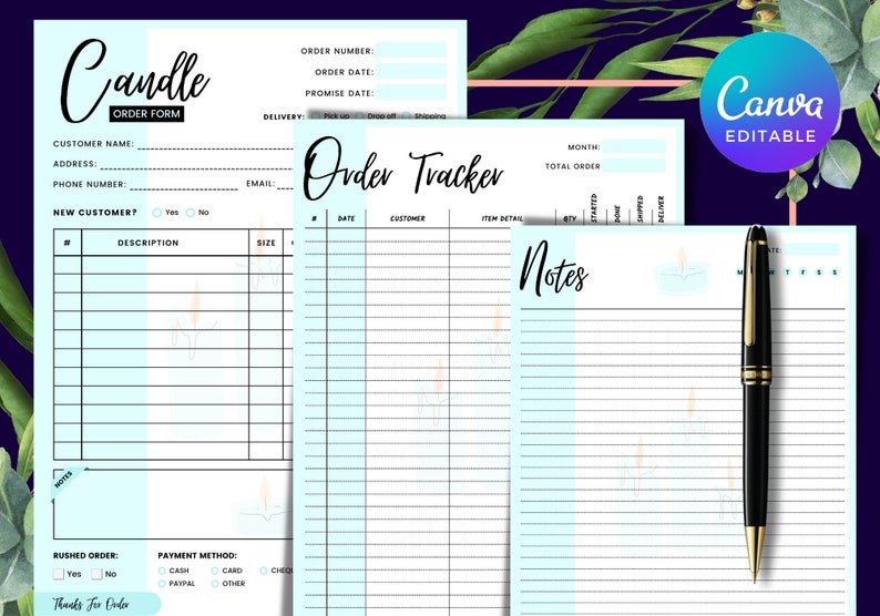 Candle Order Form Template | Business Order Tracker | A4 Size Order ...