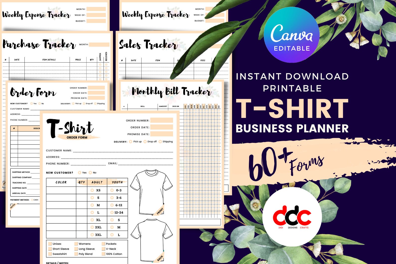 T-shirt Business Planner, Order Form, Tracker, Custom Order Template ...