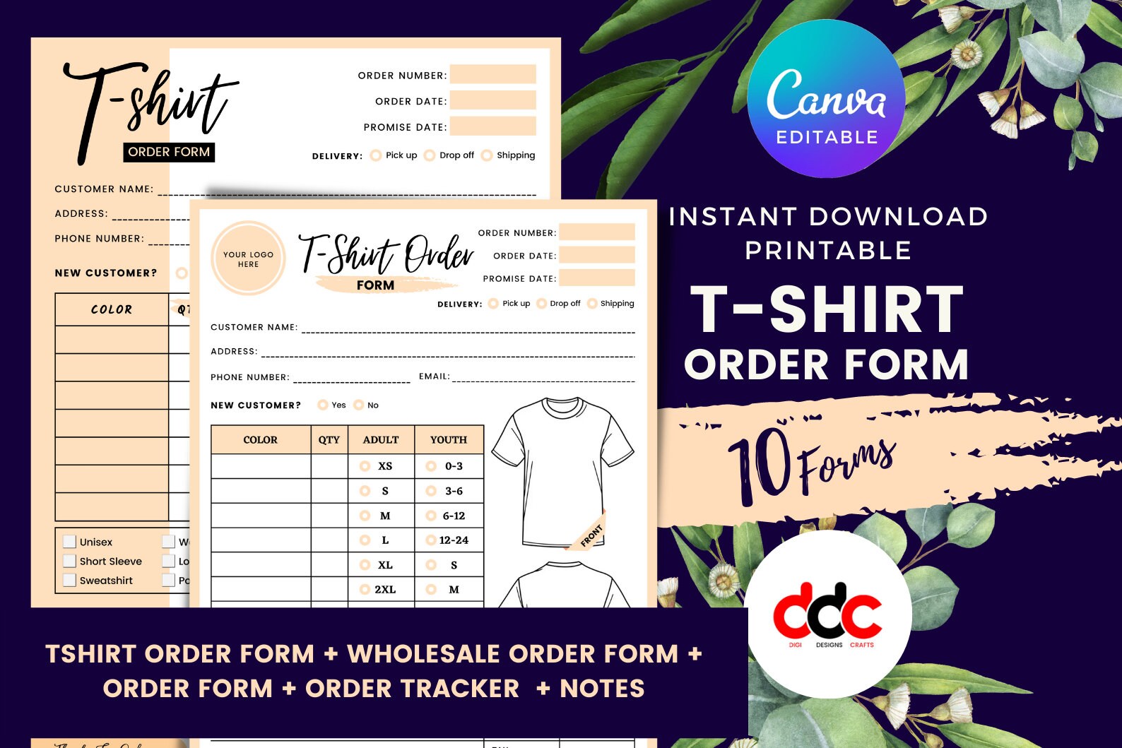 T-shirt Order Form Template Custom Shirt Order Form Wholesale Order ...