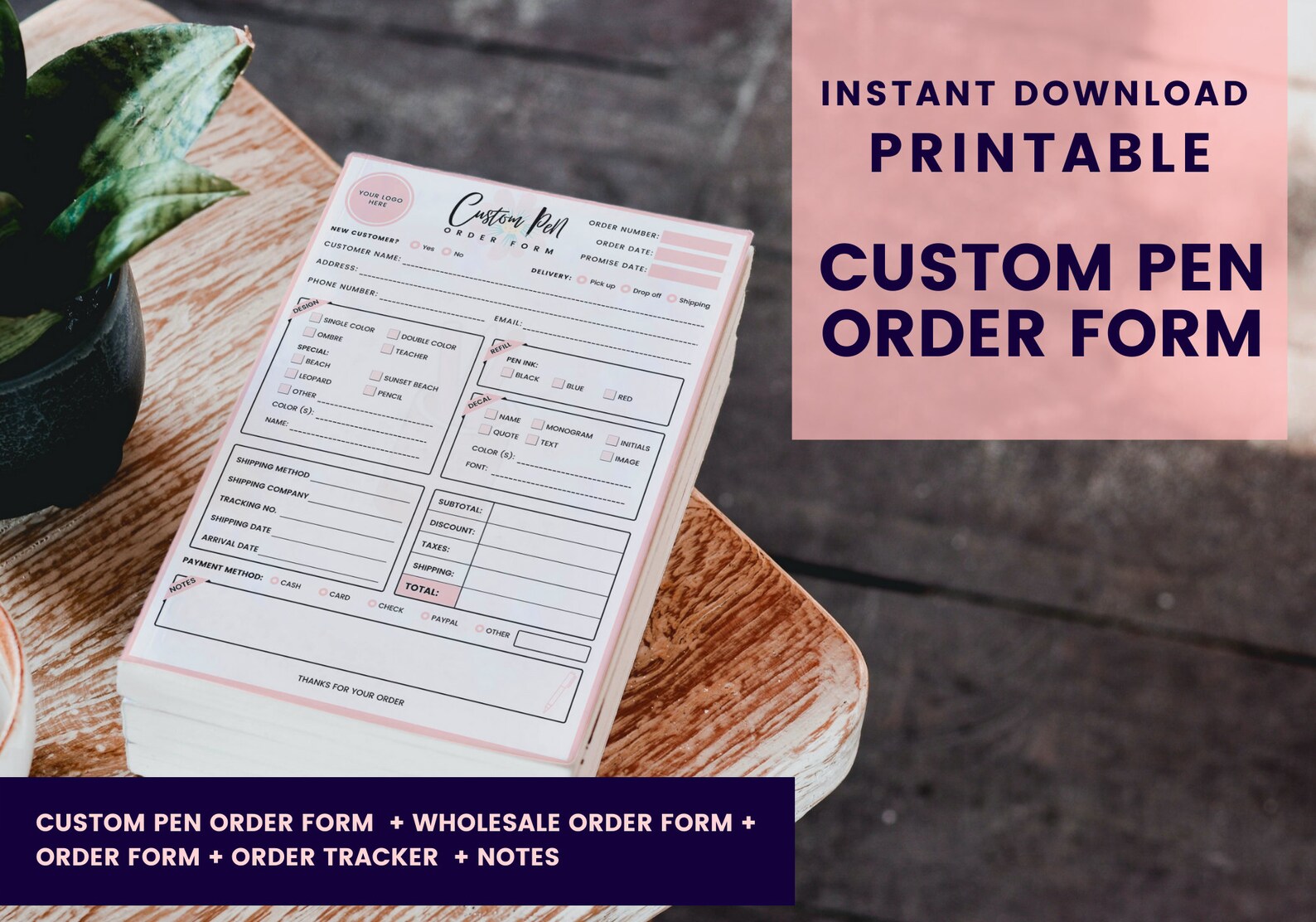 Custom Pen Order Form | Wholesale Order Form | Order Forms Template ...