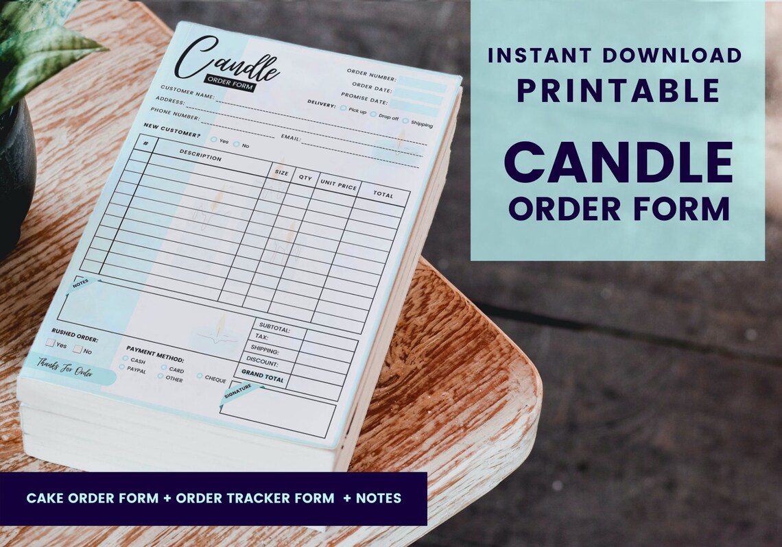 Candle Order Form Template Business Order Tracker A4 Size Order ...