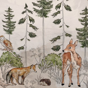 Watercolor Pine Trees and Cute Animals Wallpaper Perfect for - Etsy