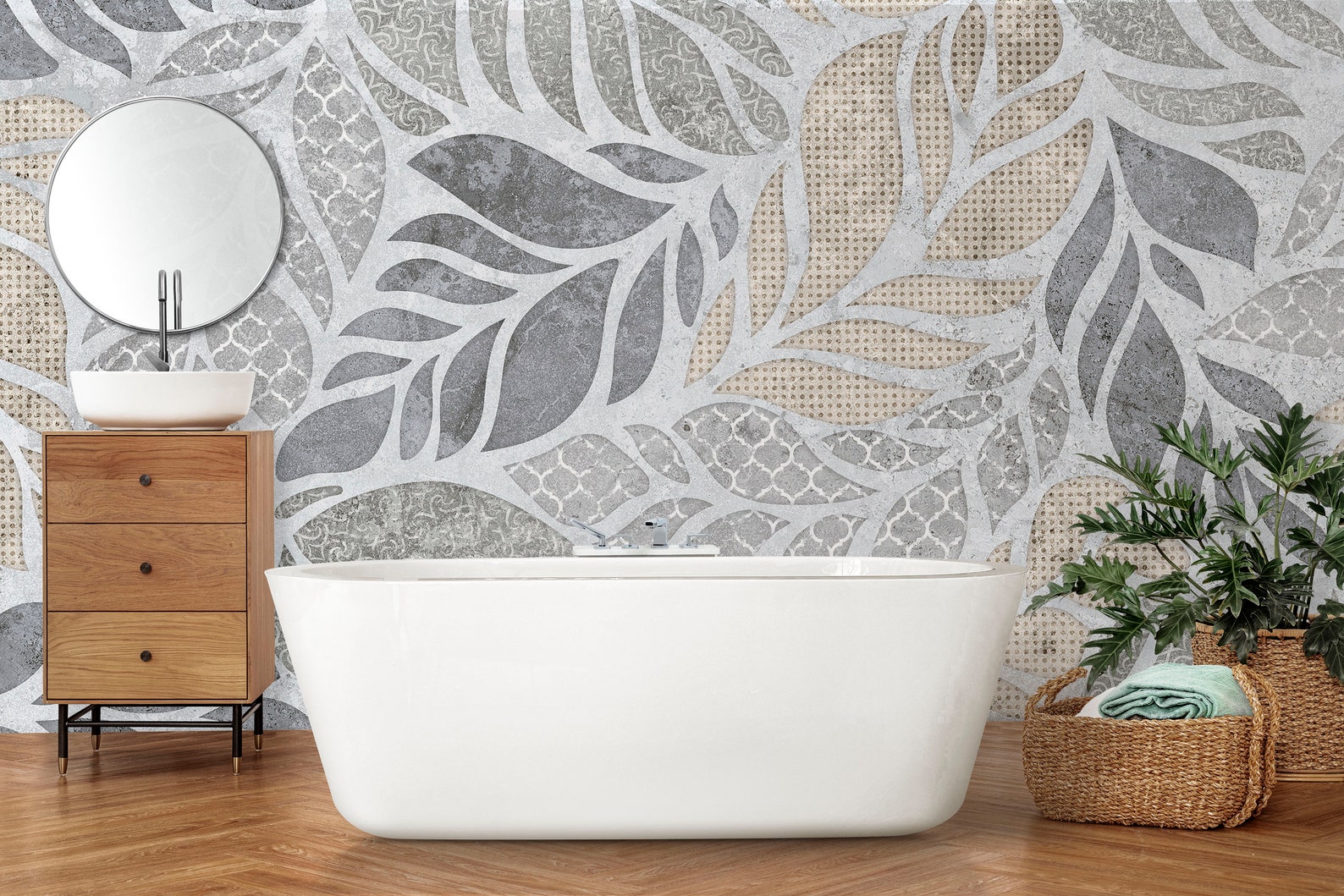 Marble Textured Leaf Pattern Wallpaper - Etsy