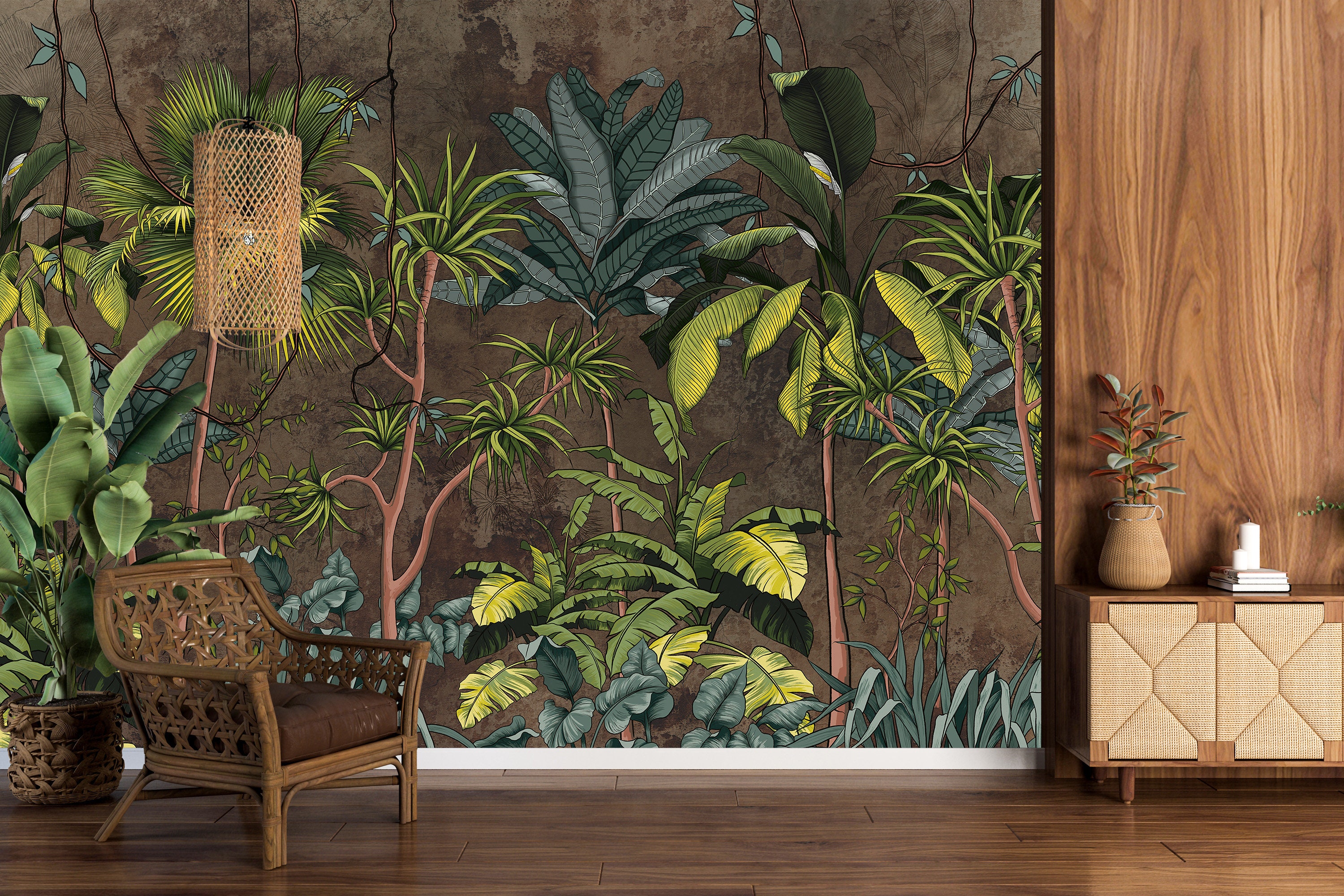 Tropical Hand-drawn Wallpaper - Etsy
